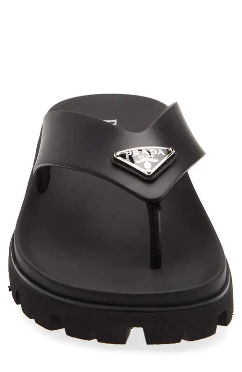Prada Lug Sole Flip Flops - Nero