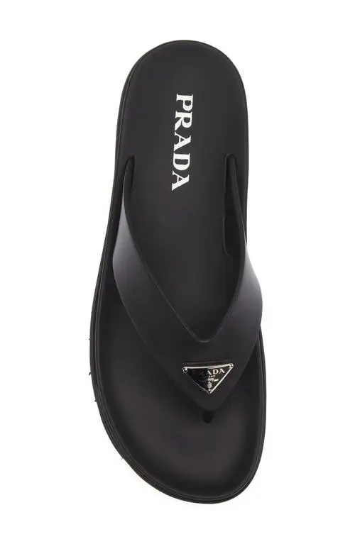 Prada Lug Sole Flip Flops - Nero