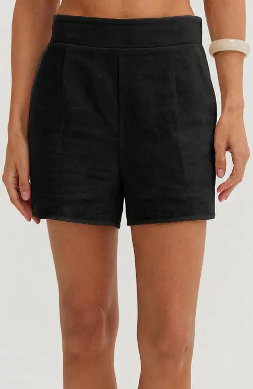 CRESCENT Easy Wear Linen Blend Shorts - Black