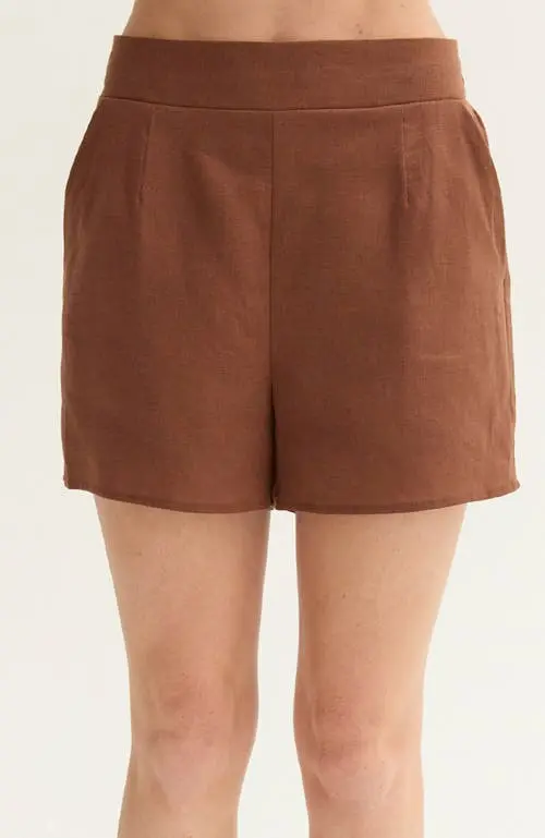 CRESCENT Easy Wear Linen Blend Shorts - Brown