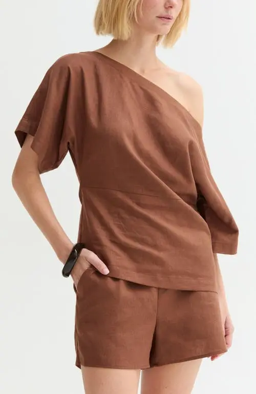 CRESCENT Easy Wear Linen Blend Shorts - Brown
