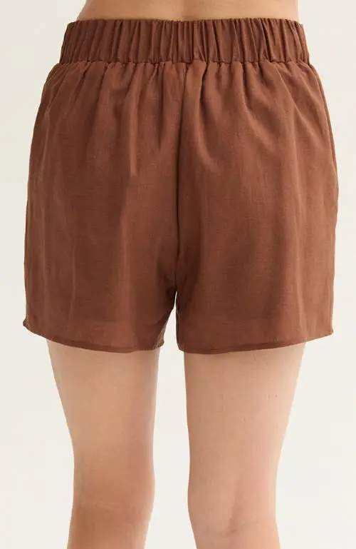 CRESCENT Easy Wear Linen Blend Shorts - Brown