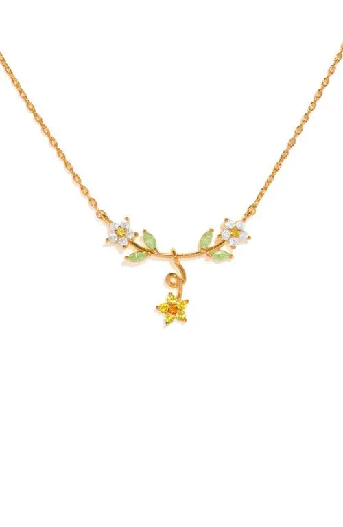 GIRLS CREW Daisy Cubic Zirconia Pendant Necklace - Gold