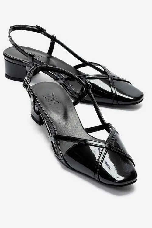PROLOGUE SHOES Olena Block Heel Slingback Pump - Black