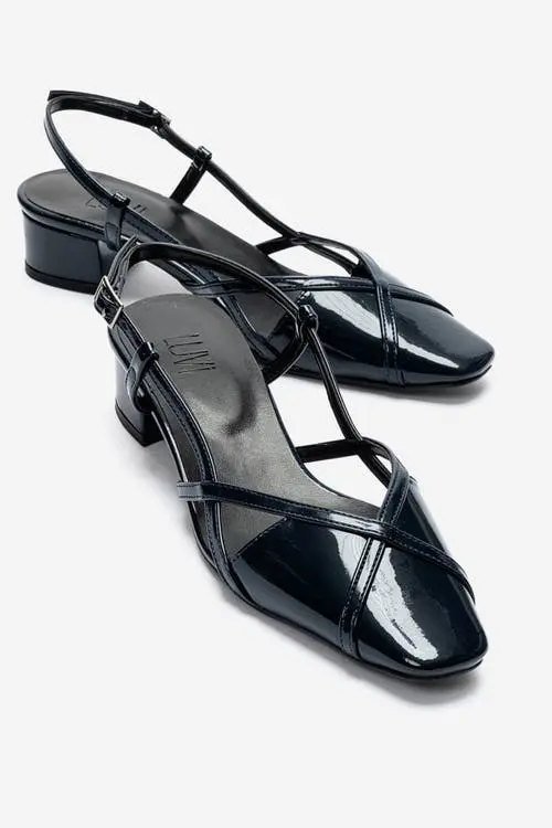 PROLOGUE SHOES Olena Block Heel Slingback Pump - Navy