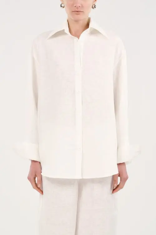 NOCTURNE Oversized Linen Button Up Shirt