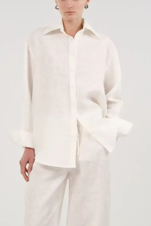 NOCTURNE Oversized Linen Button Up Shirt