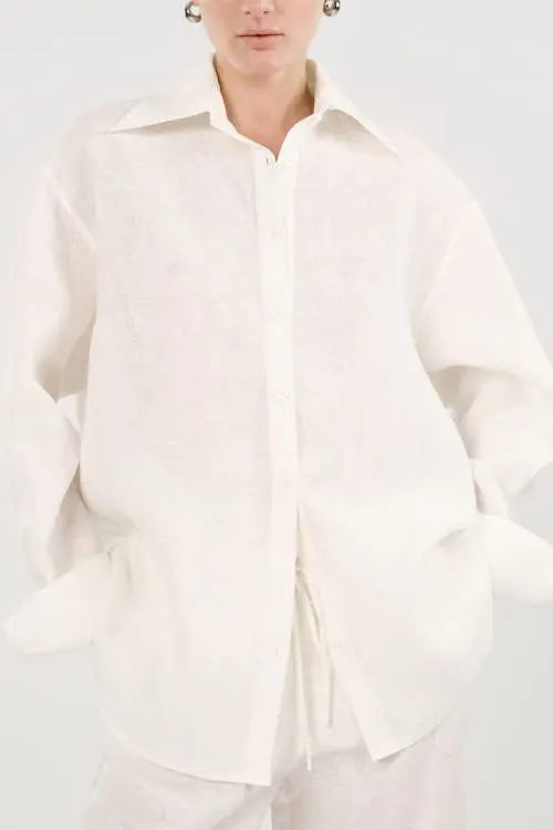 NOCTURNE Oversized Linen Button Up Shirt