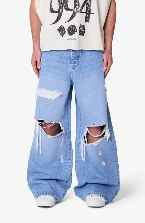 Mnml Thermal Patch Relaxed Wide Leg Ripped Jeans