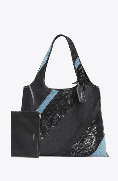 3.1 Phillip Lim Lace Patchwork Denim Market Tote