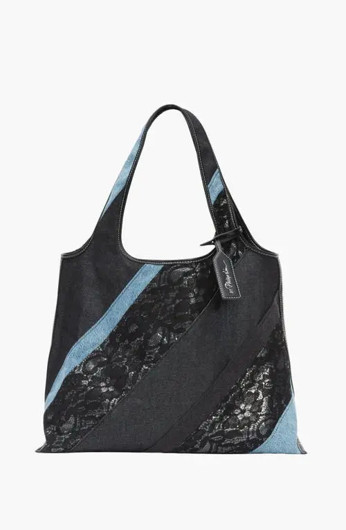 3.1 Phillip Lim Lace Patchwork Denim Market Tote