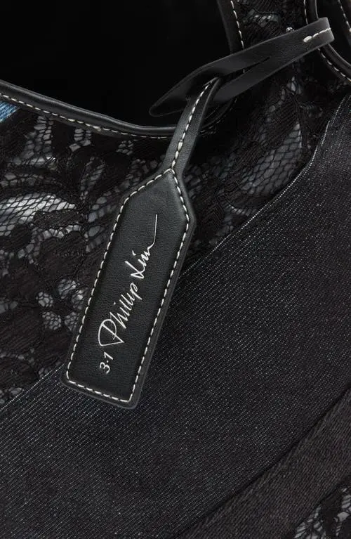 3.1 Phillip Lim Lace Patchwork Denim Market Tote