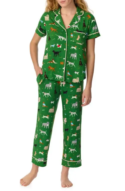 Kate Spade New York Piped Jersey Pajamas - Green