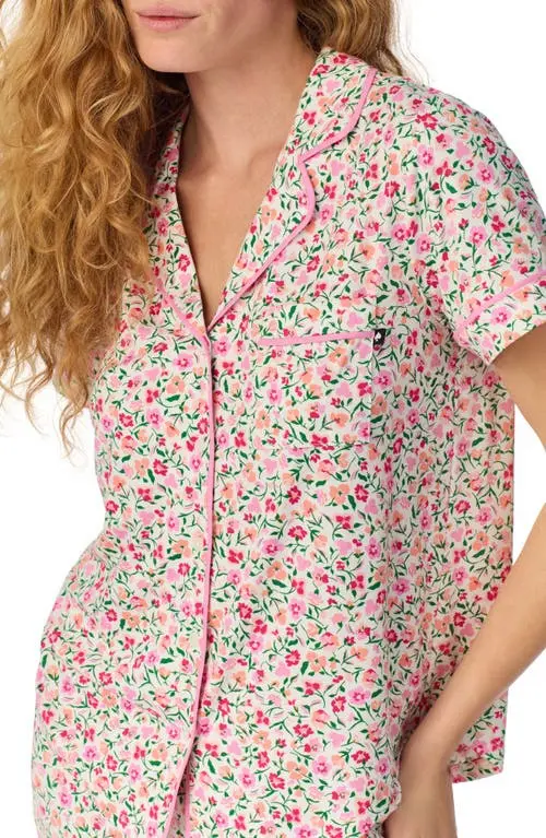 Kate Spade New York Piped Jersey Pajamas - Wht/ditsy