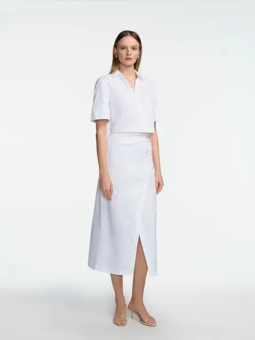 Lela Rose Cotton Poplin Wrap Skirt