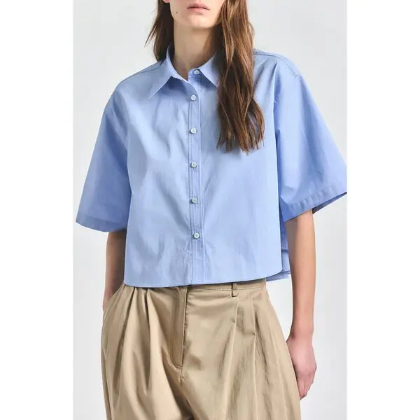 Derek Lam 10 Crosby Olivia Crop Woven Shirt
