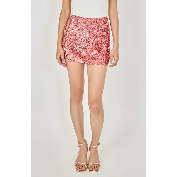 Endless Rose Sequin A-line Miniskirt - Red