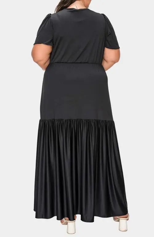 L I V D Violetta Tiered Surplice Maxi Dress - Black