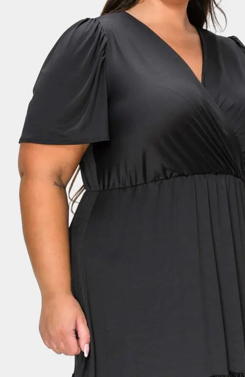 L I V D Violetta Tiered Surplice Maxi Dress - Black