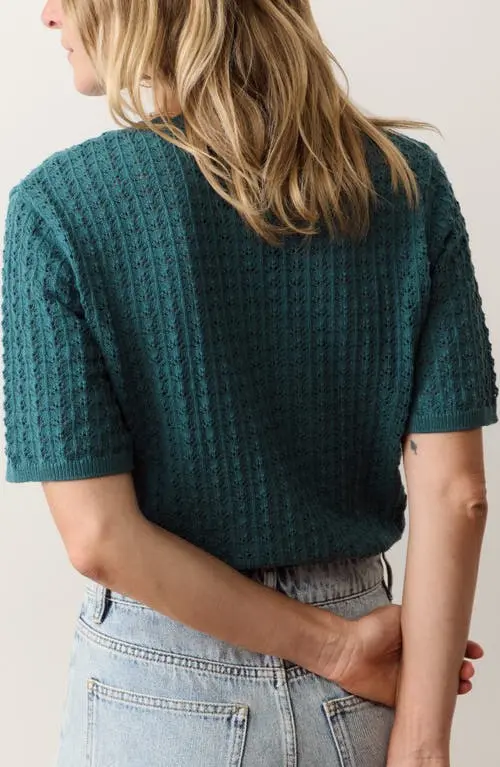 Marine Layer Lucia Pointelle Stitch Short Sleeve Cotton Blend Cardigan