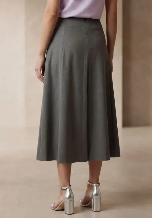 JESSICA LONDON Pleated A-line Midi Skirt