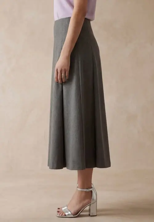 JESSICA LONDON Pleated A-line Midi Skirt