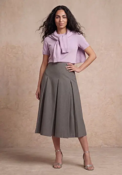 JESSICA LONDON Pleated A-line Skirt