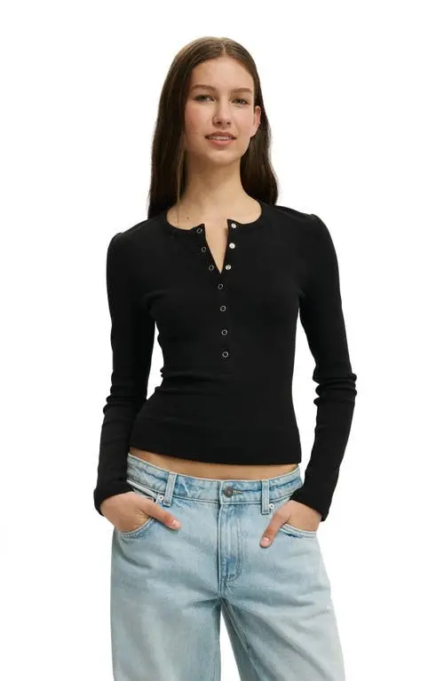 COTTON ON Blake Henley Long Sleeve - Black