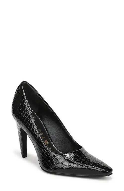 CIRCUS NY BY SAM EDELMAN Solenne Croc Embossed Pointed Toe High Heel Pumps - Black/black