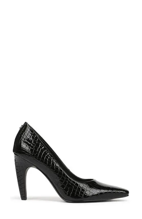 CIRCUS NY BY SAM EDELMAN Solenne Croc Embossed Pointed Toe High Heel Pumps - Black/black