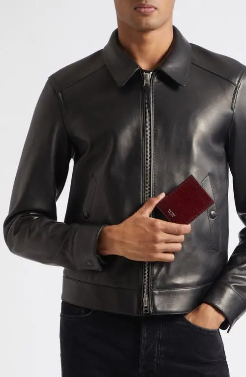 TOM FORD Lizard Embossed T-line Folding Card Holder