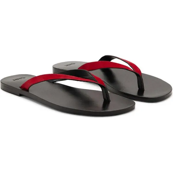 Mango Wave Round Toe Thong Sandal - Red