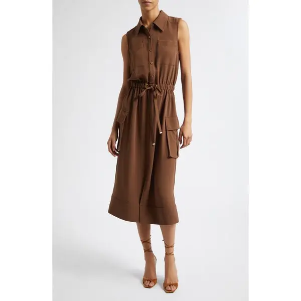 Ramy Brook Payton Sleeveless Shirtdress - Sepia