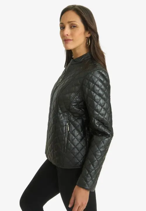 JESSICA LONDON Quilted Leather Jacket