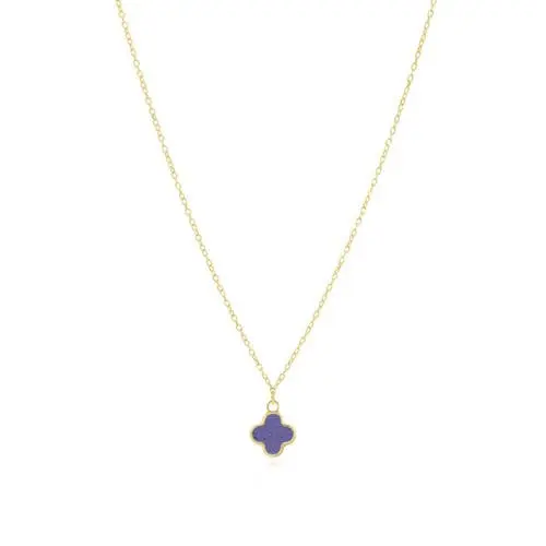 THE LOVERY FINE JEWELRY Mini Single Clover Necklace - Amethyst