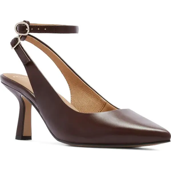 FRANKIE4 Gigi Pointed Toe Pump With Ankle Strap - Chestnut