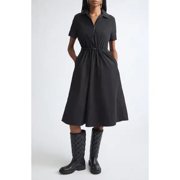 Moncler Half-zip Nylon Polo Dress - Black