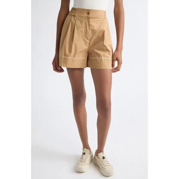 Moncler Piped Cotton & Nylon Shorts - Beige