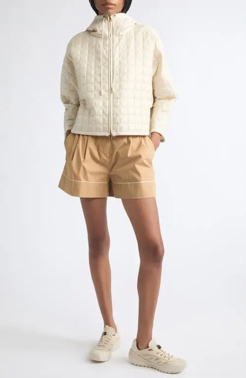Moncler Piped Cotton & Nylon Shorts - Beige