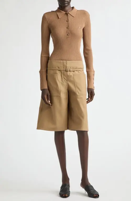 COURREGES Long Sleeve Rib Polo Sweater