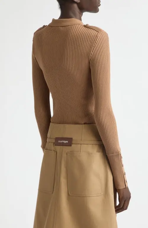 COURREGES Long Sleeve Rib Polo Sweater