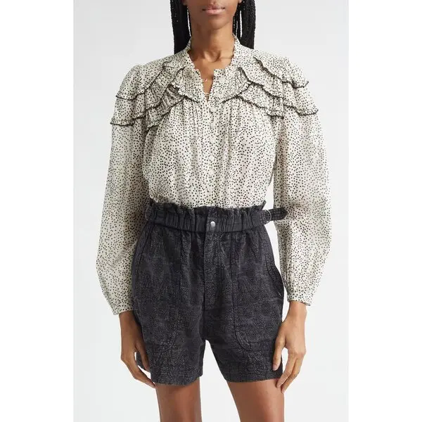 Isabel Marant Étoile Crista Ruffle Trim Cotton Top