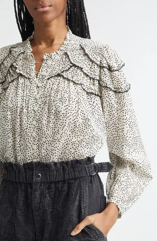 Isabel Marant Étoile Crista Ruffle Trim Cotton Top