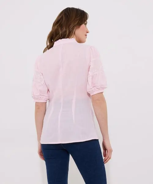 JOE BROWNS Lace Embroidered Broderie Anglaise Blouse - Pink
