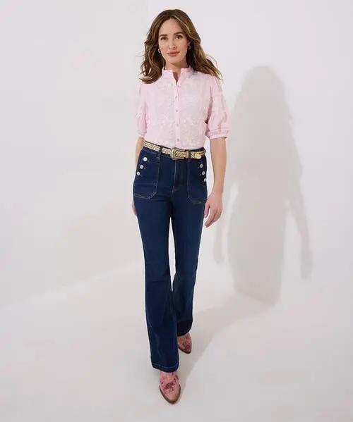 JOE BROWNS Lace Embroidered Broderie Anglaise Blouse - Pink