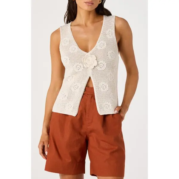 Astr The Label Maverick Crochet Tank - Cream