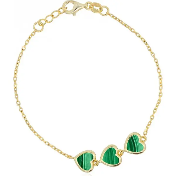 THE LOVERY FINE JEWELRY Trio Heart Bracelet - Malachite