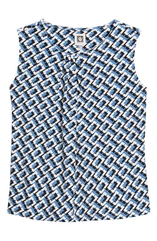 Anne Klein Geometric Print Pleated Neck Shell