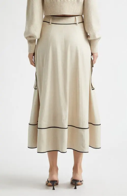 TOCCIN Shiloh High Waist Cargo Midi Skirt