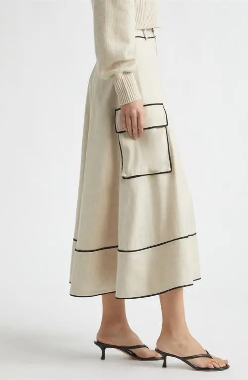 TOCCIN Shiloh High Waist Cargo Midi Skirt